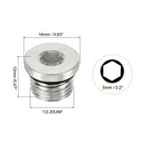 Uxcell 1/2-20UNF Internal Hex Head Pipe Fitting Plug, Male Thread 45# Steel Socket Plug with ...