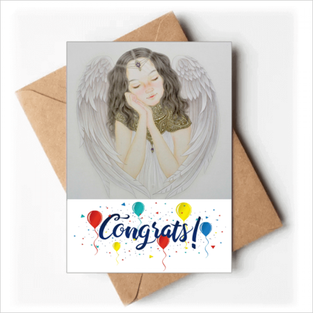White Wing Pretty Girl Chinese Painting Wedding Cards Congratulations ...