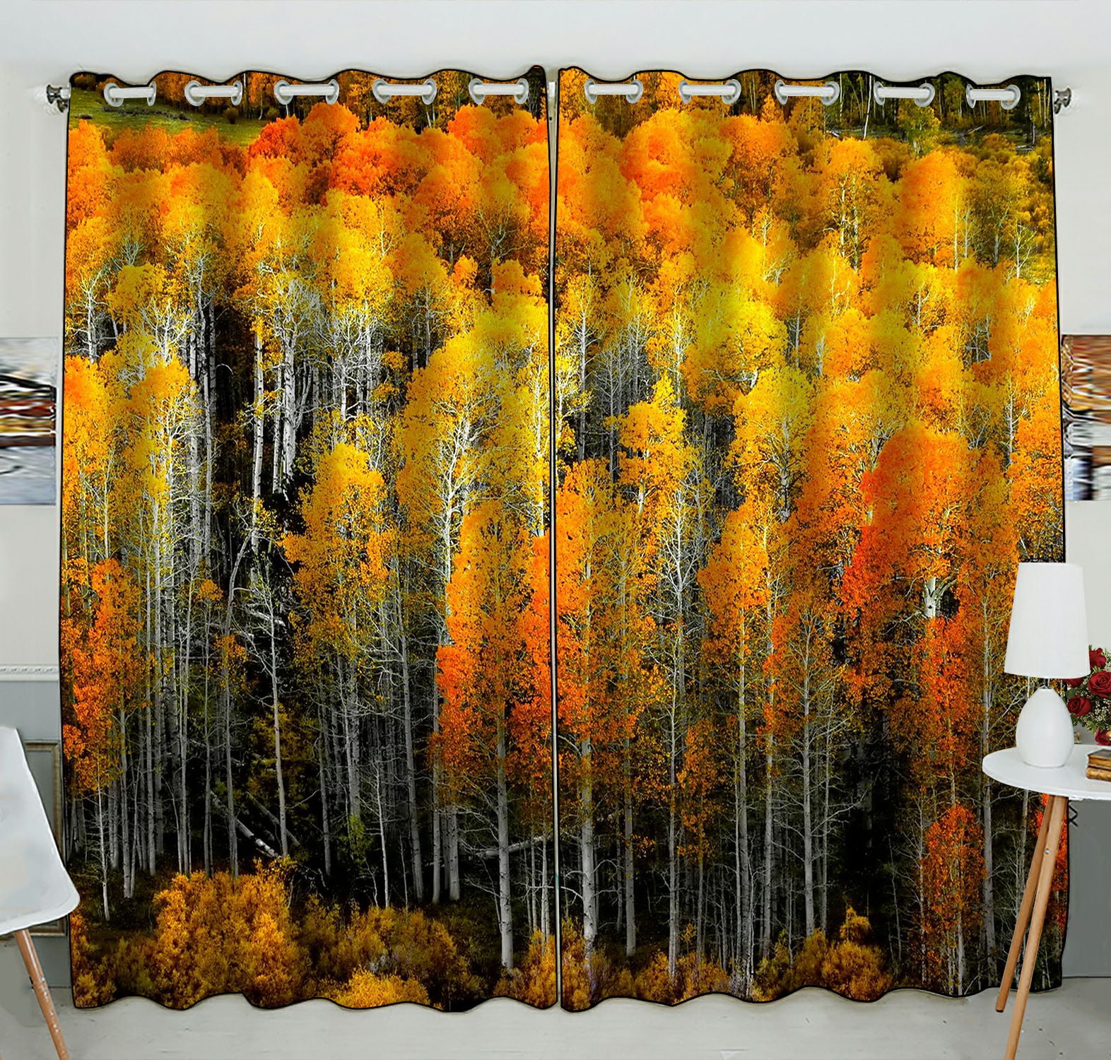 ZKGK Birch Tree Window Curtain Drapery/Panels/Treatment For Living Room ...