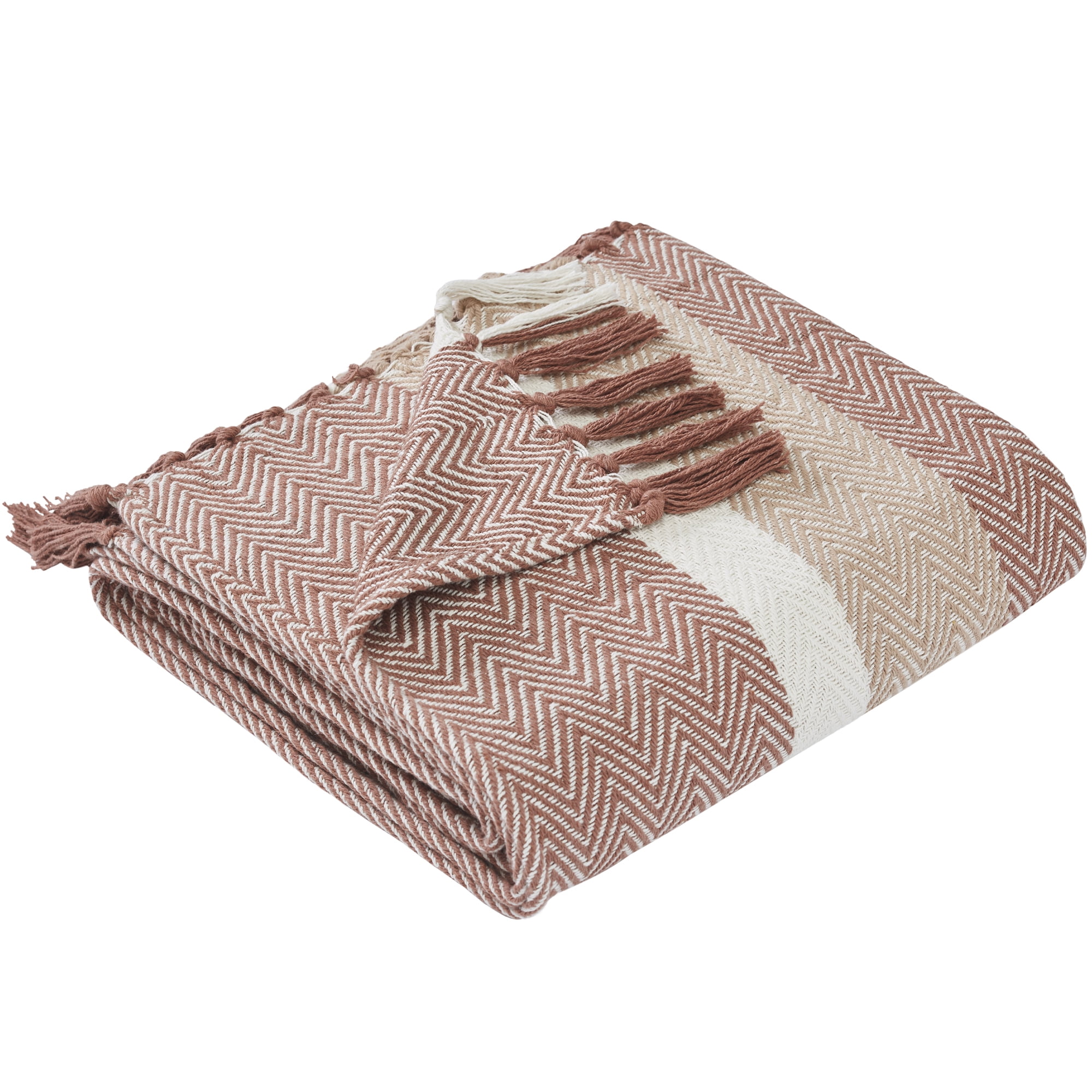 Modern Threads Brown, Beige Cotton Throw, 70" x 60" - Walmart.com