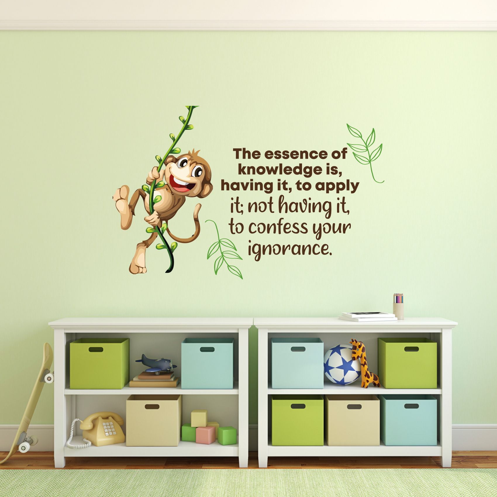 Knowledge Monkey Animal Life Quote Cartoon Quotes Decors Wall Sticker ...
