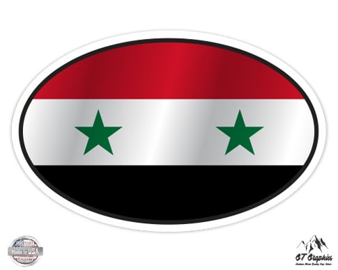 Syria Flag Oval - 12" Vinyl Sticker Waterproof Decal - Walmart.com