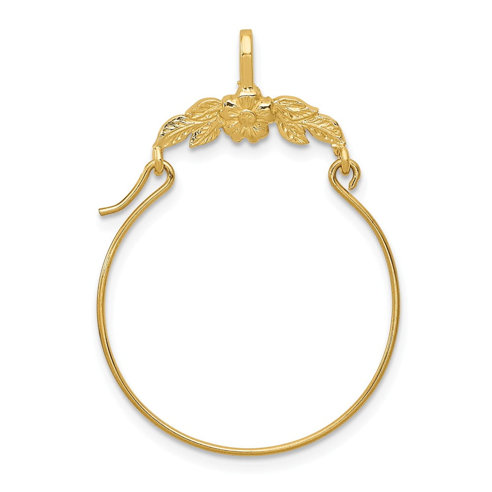 14k Yellow Gold Polished Floral Charm Holder - Walmart.com