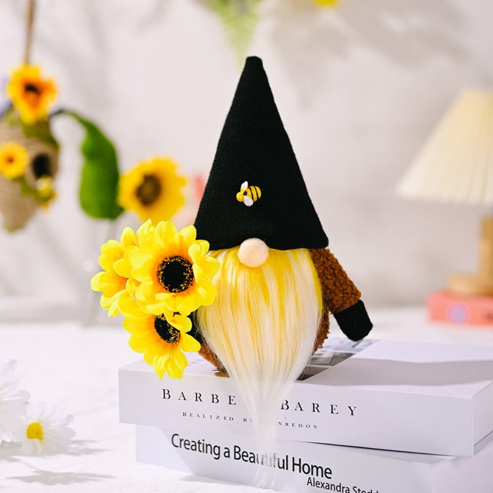 1PC Bee Gnome Spring Sunflower Doll Decor, Plush Bumble Bee Gnomes ...