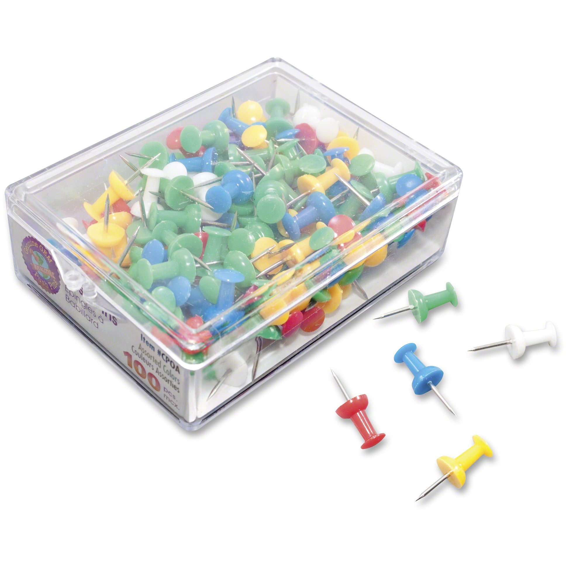 Advantus Corp Plastic Push Pins 3/8" Assorted Colors 100/BX CP0A ...