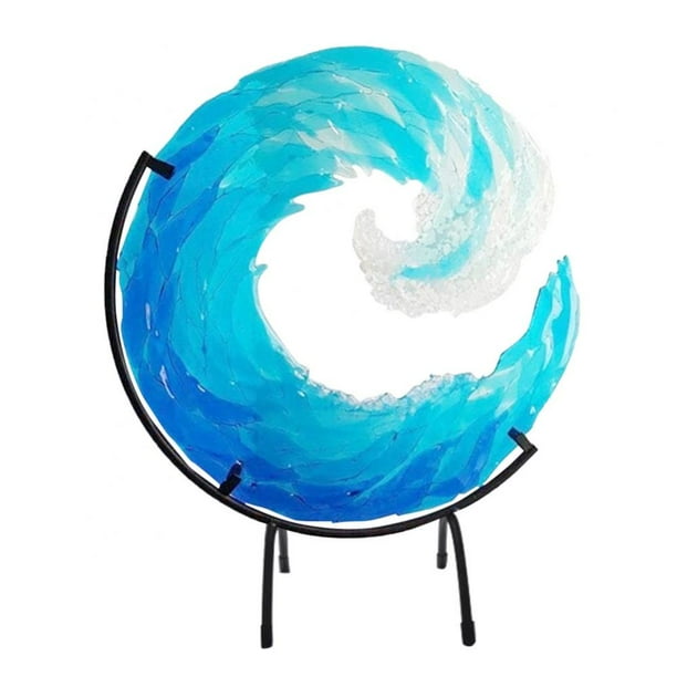 Ocean Wave Fused Glass Sculpture, Ocean Wave Art Handmade Crafts ...