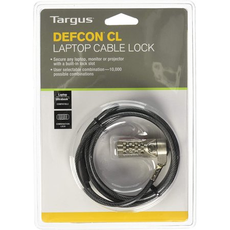 Targus DEFCON T-Lock Resettable Combo Cable Lock for Laptop Computer ...
