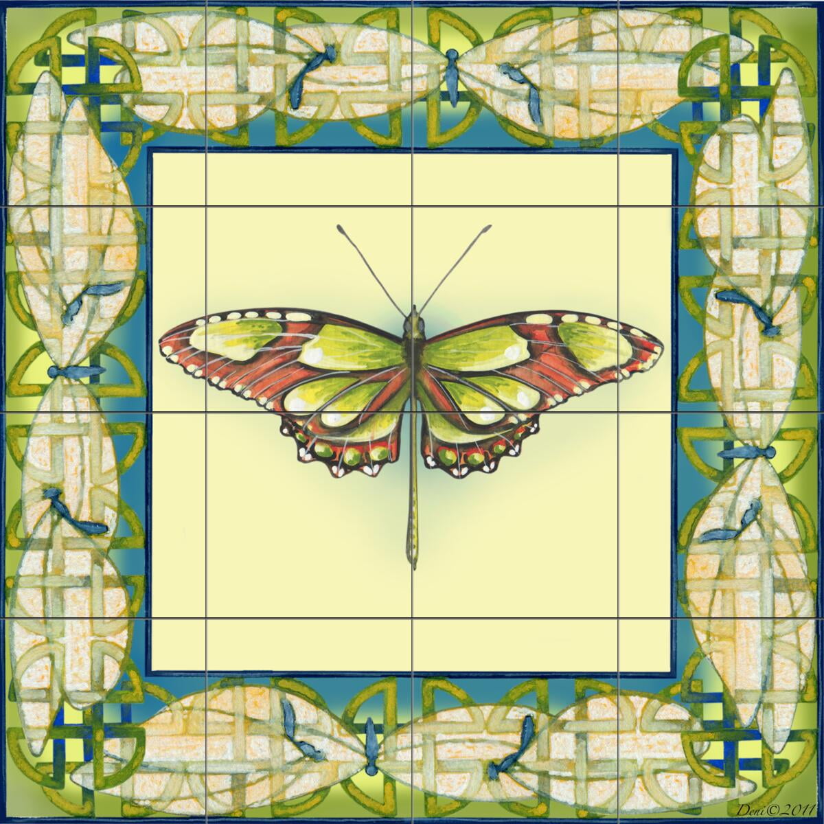 Tile Mural Kitchen Backsplash - Butterfly Square 2-DF - by Denise ...