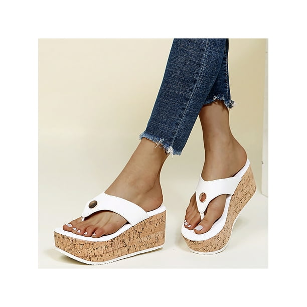Audeban Womans Platform Flip Flop Wedge Sandals High Heel Summer Beach
