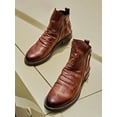 Gomelly Men Dress Boots Round Toe Ankle Booties Chukka Leather Boot ...