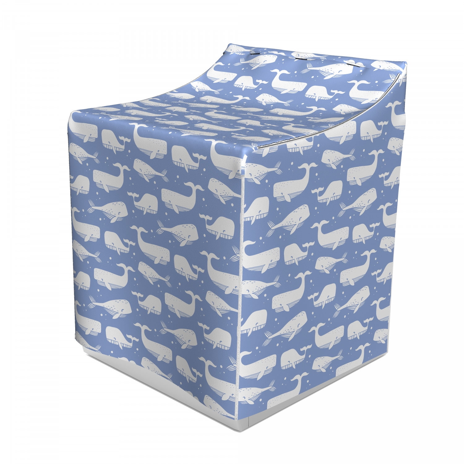 Whale Washer Cover, Themed Monochromatic Silhouette Pattern with ...