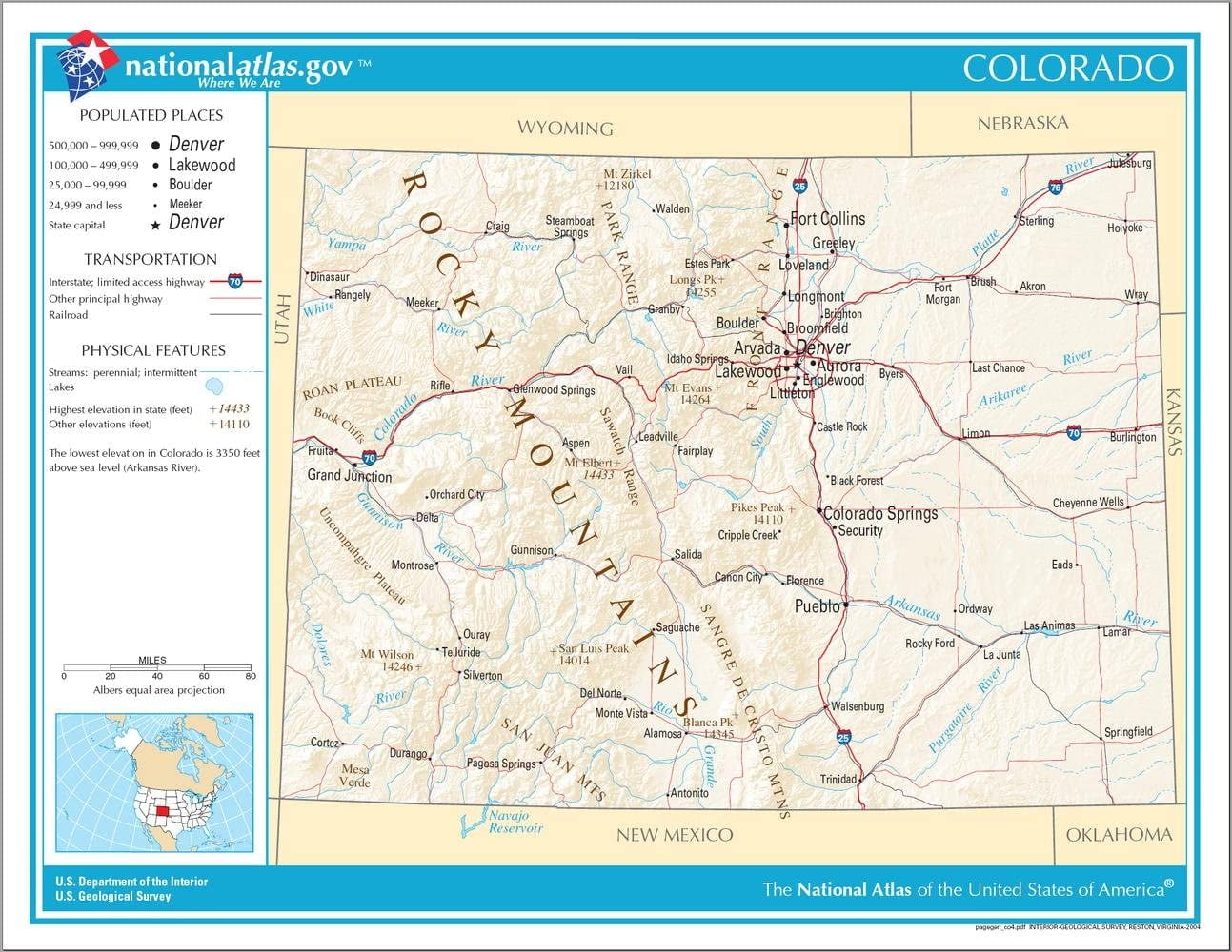 31"x24" Plain Paper Poster - Map of Colorado - Walmart.com