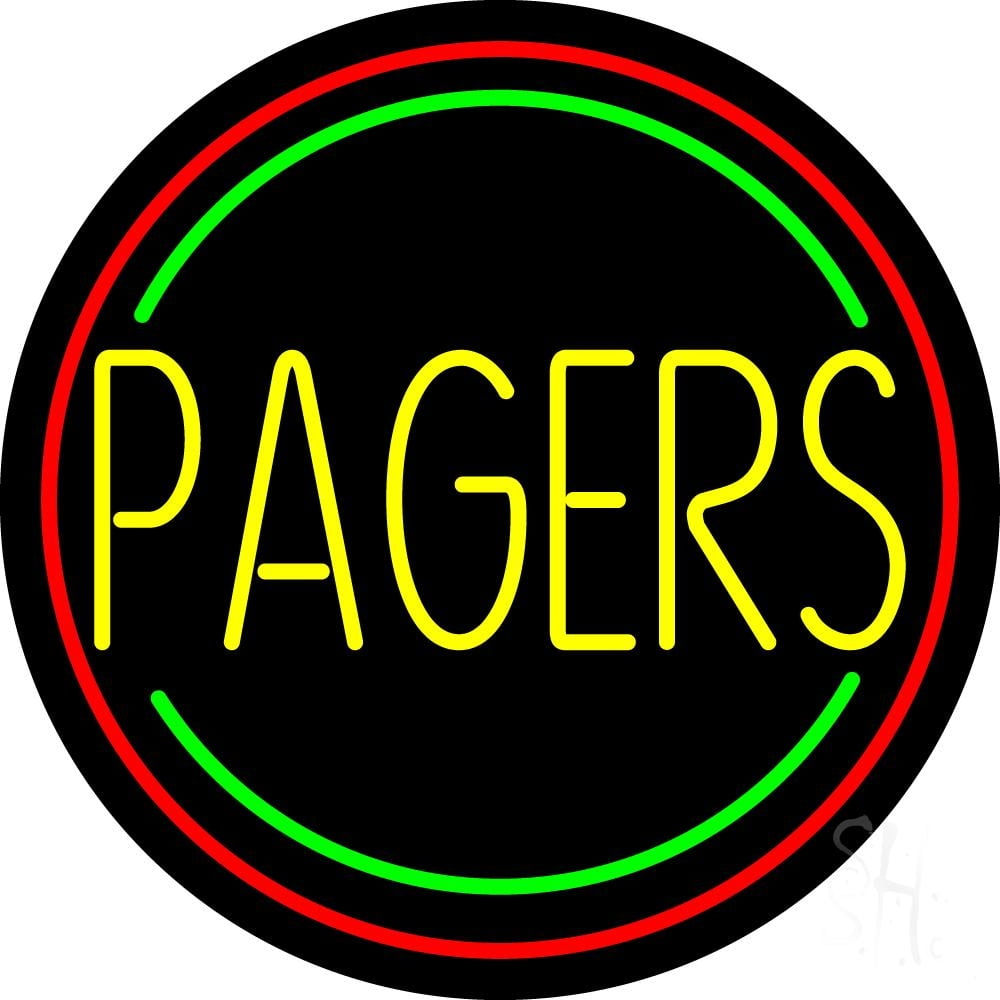Pagers Block Double Blue Line 1 LED Neon Sign 26 x 26 - inches, Clear ...