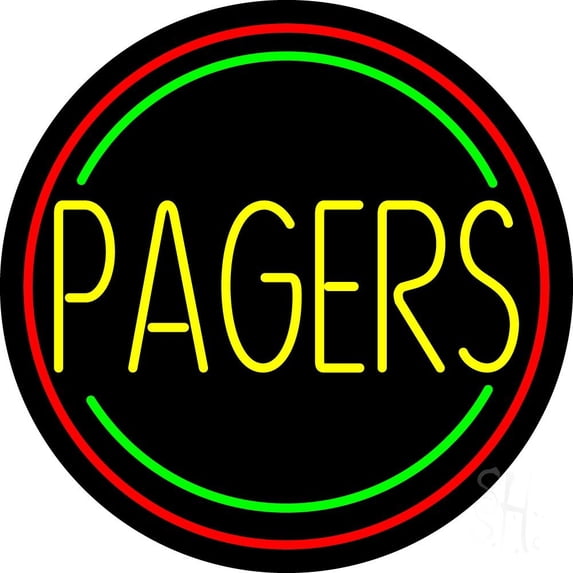 Pagers Block Double Blue Line 1 LED Neon Sign 26 x 26 - inches, Clear ...