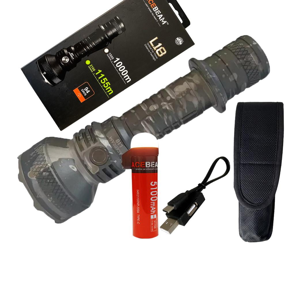 Acebeam L18 CAMO Long Throw OSRAM LED Flashlight -1500 Lumen -1km Beam ...