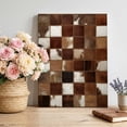 Abstract Plaid Canvas Wall Art for Living Room, Dark Brown Checkerboard ...