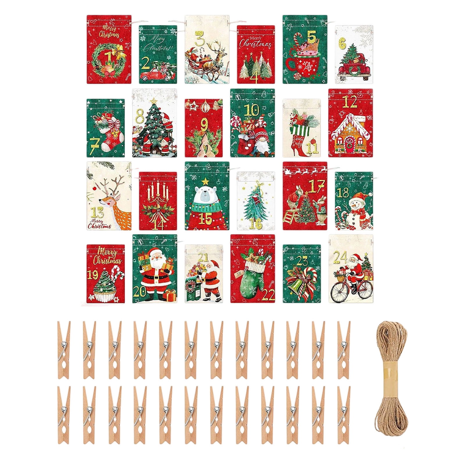SIfdSeng Get it Fast 24 Advent Calendars To Fill Fabric Wooden Pendants ...