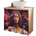 Black Woman Cabinet Curtains 35"W x 35"L, Vintage Abstract African Girl ...