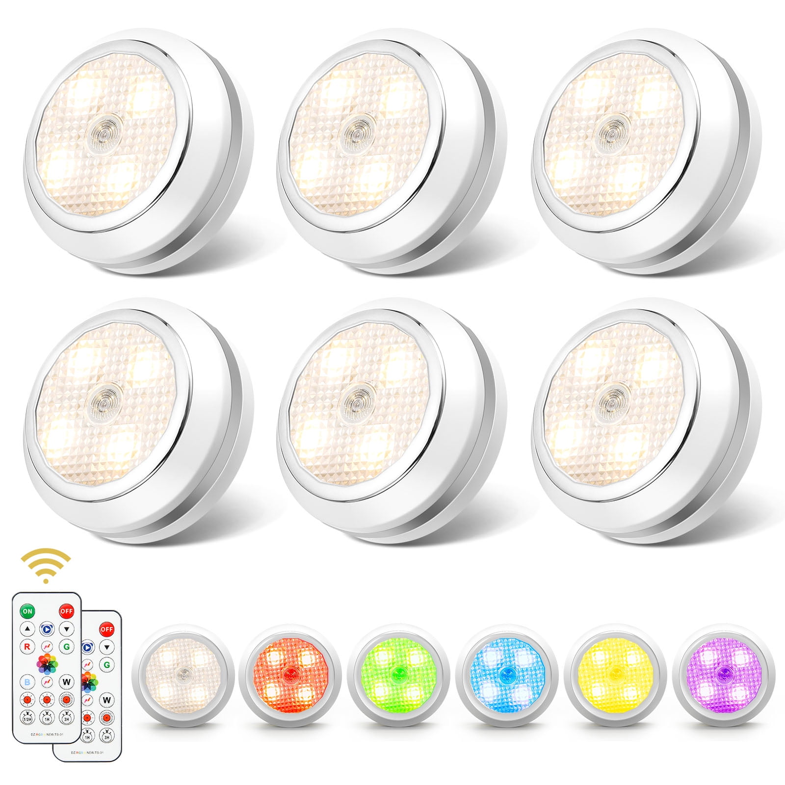 SOLMORE LED Puck Lights, Wireless Under Cabinet, Battery Powered Closet ...