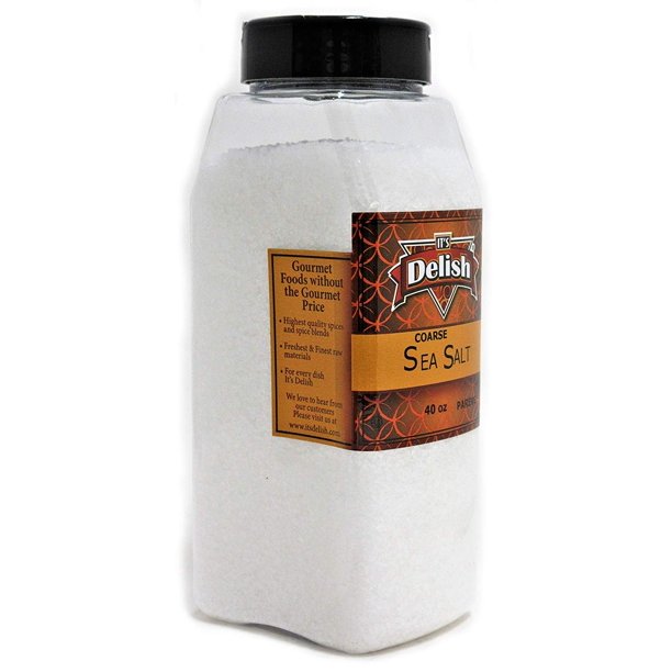 Coarse Sea Salt Bulk Food Grade by Its Delish, 40 Oz Large Jar ...