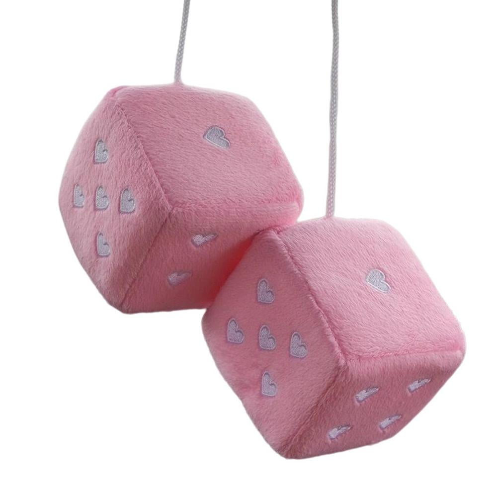 Tohuu Dice for Car Fuzzy Plush Dice with Heart-Shaped Dots for Car ...