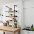 4-Tier Industrial Pipe Shelving Bracket System, Black Iron Wall Mount ...