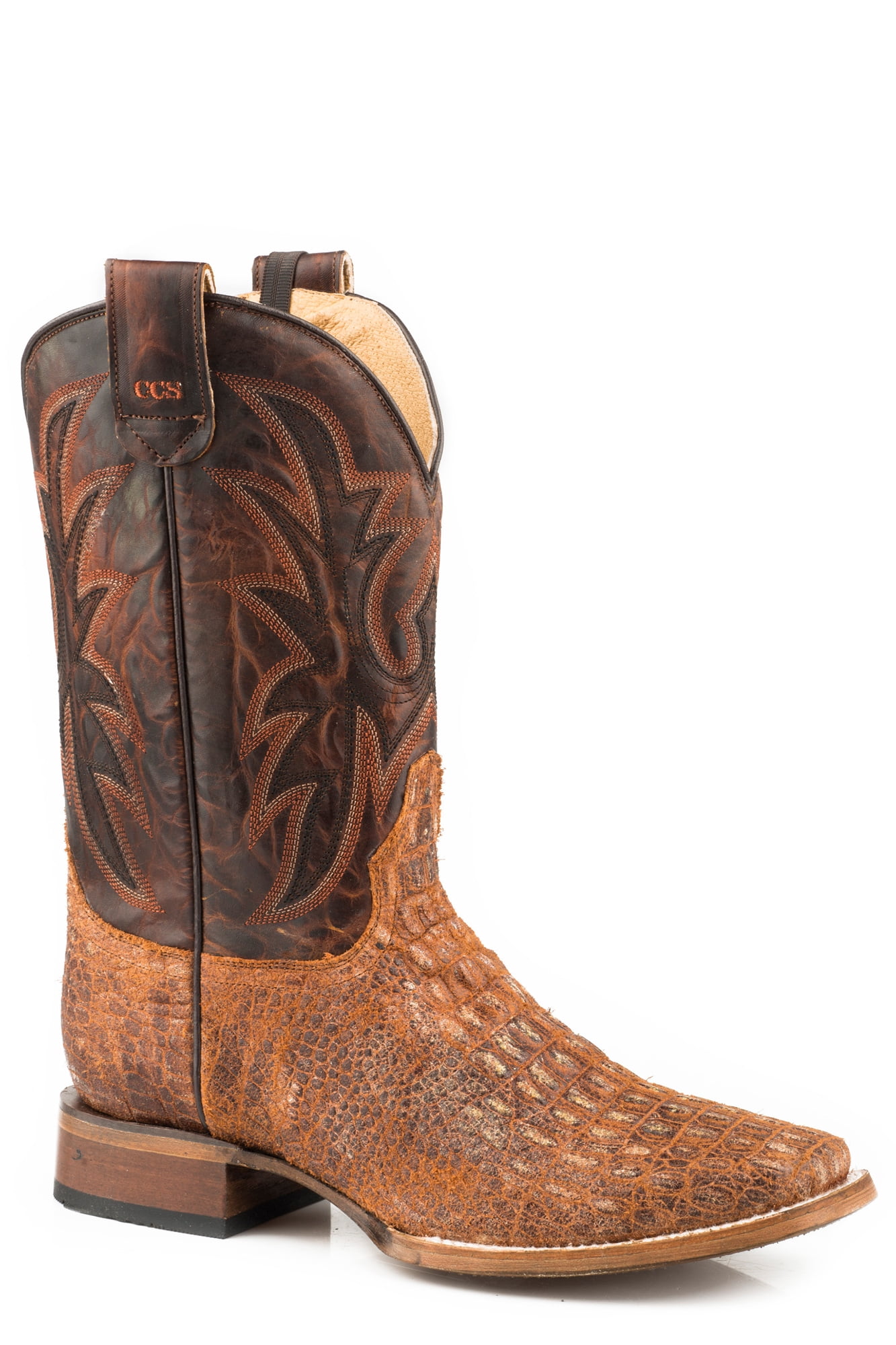 Roper Mens Cognac Caiman Leather Pierce Ccs Cowboy Boots 13 D - Walmart.com