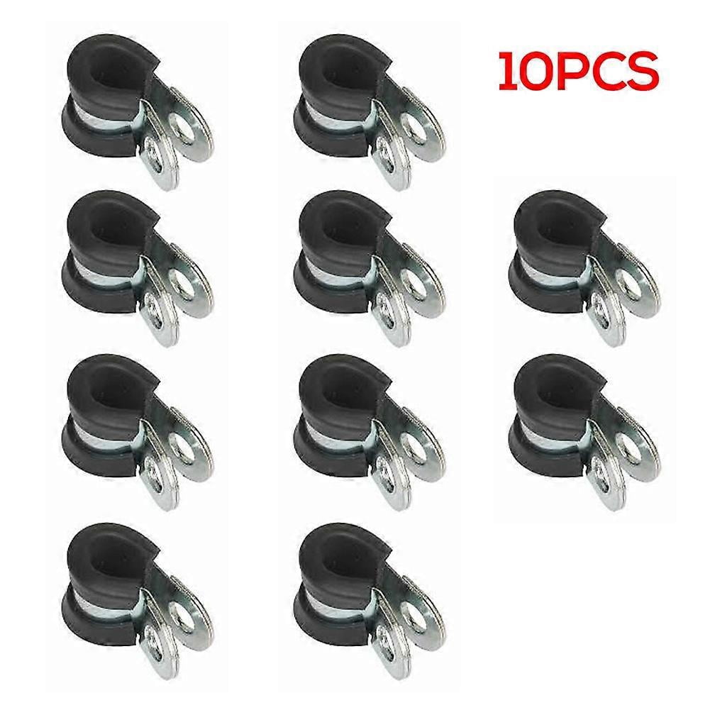 10x 8mm Metal P Clips Rubber Lined Wiring Hose Pipe Clamp Camper ...