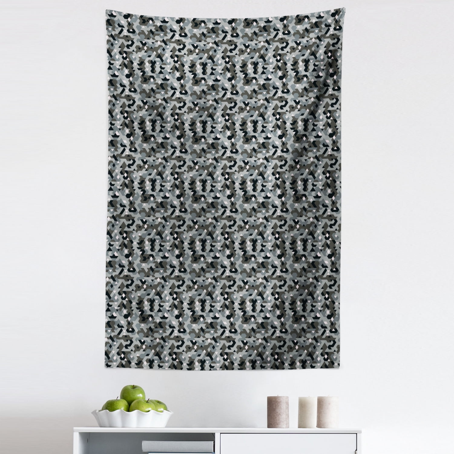 Abstract Tapestry, Angled Geometric Shapes with Camouflage Pattern ...