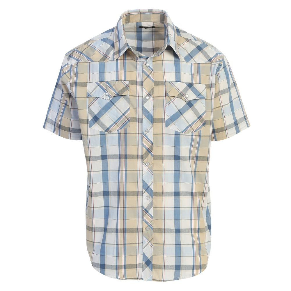 Gioberti - Gioberti Men's Short Sleeve Plaid Western Shirt W/Pearl Snap ...