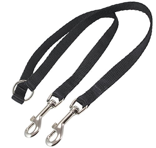 15" Nylon 2-way Double Dog Leash - Two Dog Coupler Black 3 Sizes (Small ...