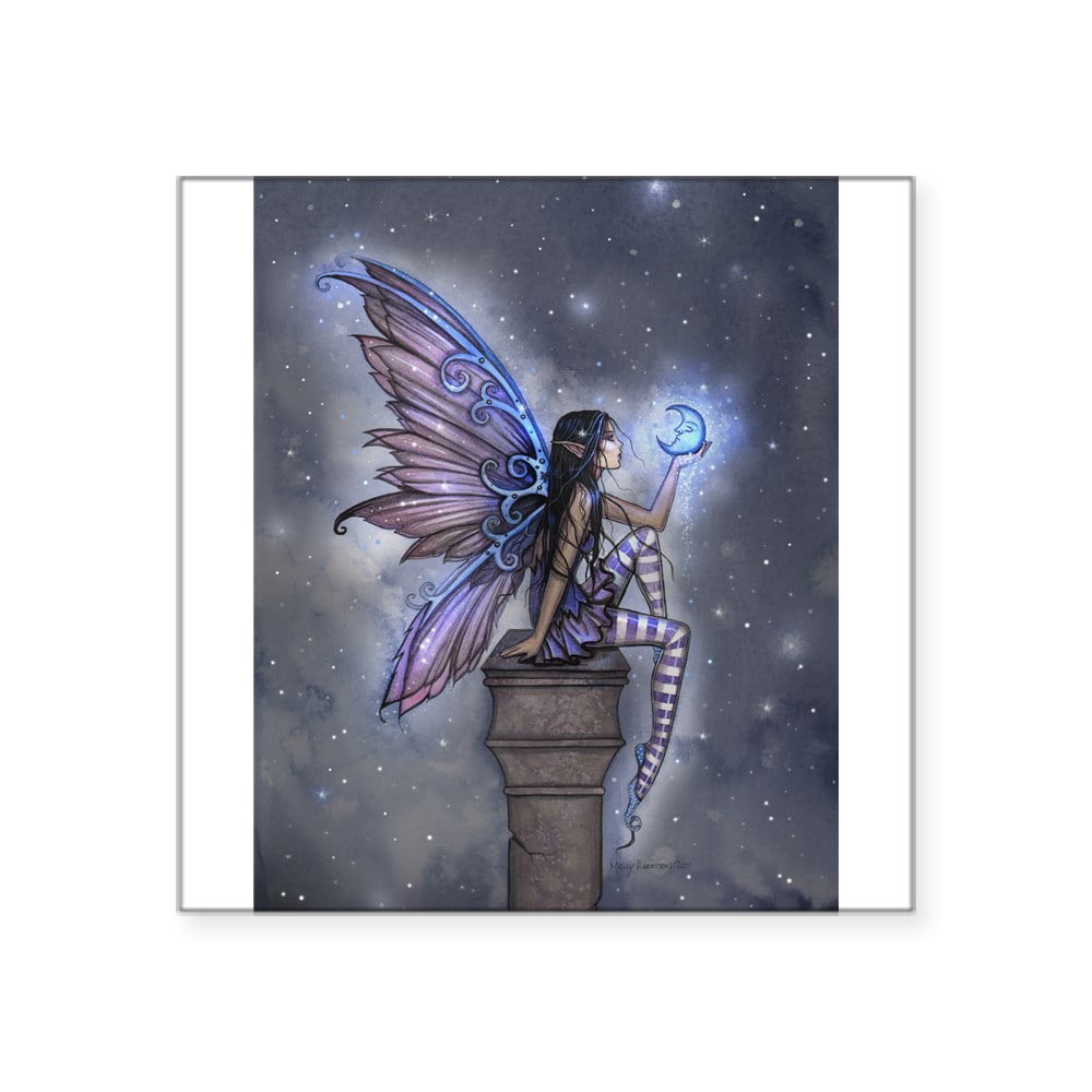CafePress - Little Blue Moon Fairy Fantasy Art Sticker - Square Sticker ...