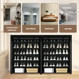HIOHA 7-Tier Double Row Shoe Rack with Dustproof Cover, Holds 36 Pairs ...