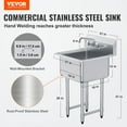 VEVOR Stainless Steel Prep & Utility Sink, 1 Compartment Free Standing ...