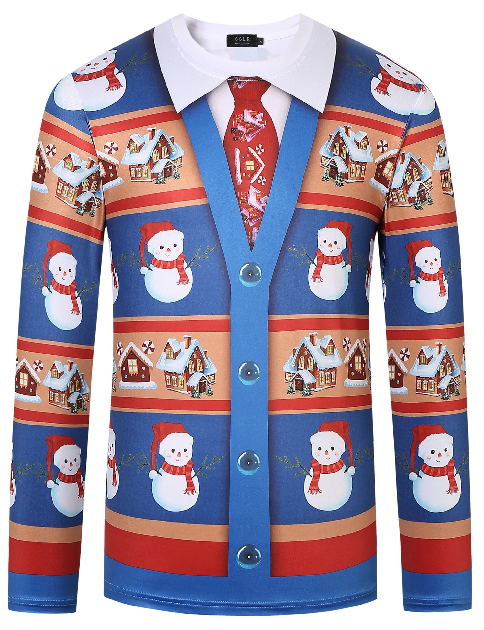 SSLR Mens Crewneck Santa Claus Ugly Christmas T-Shirt Xmas Tee Holiday ...