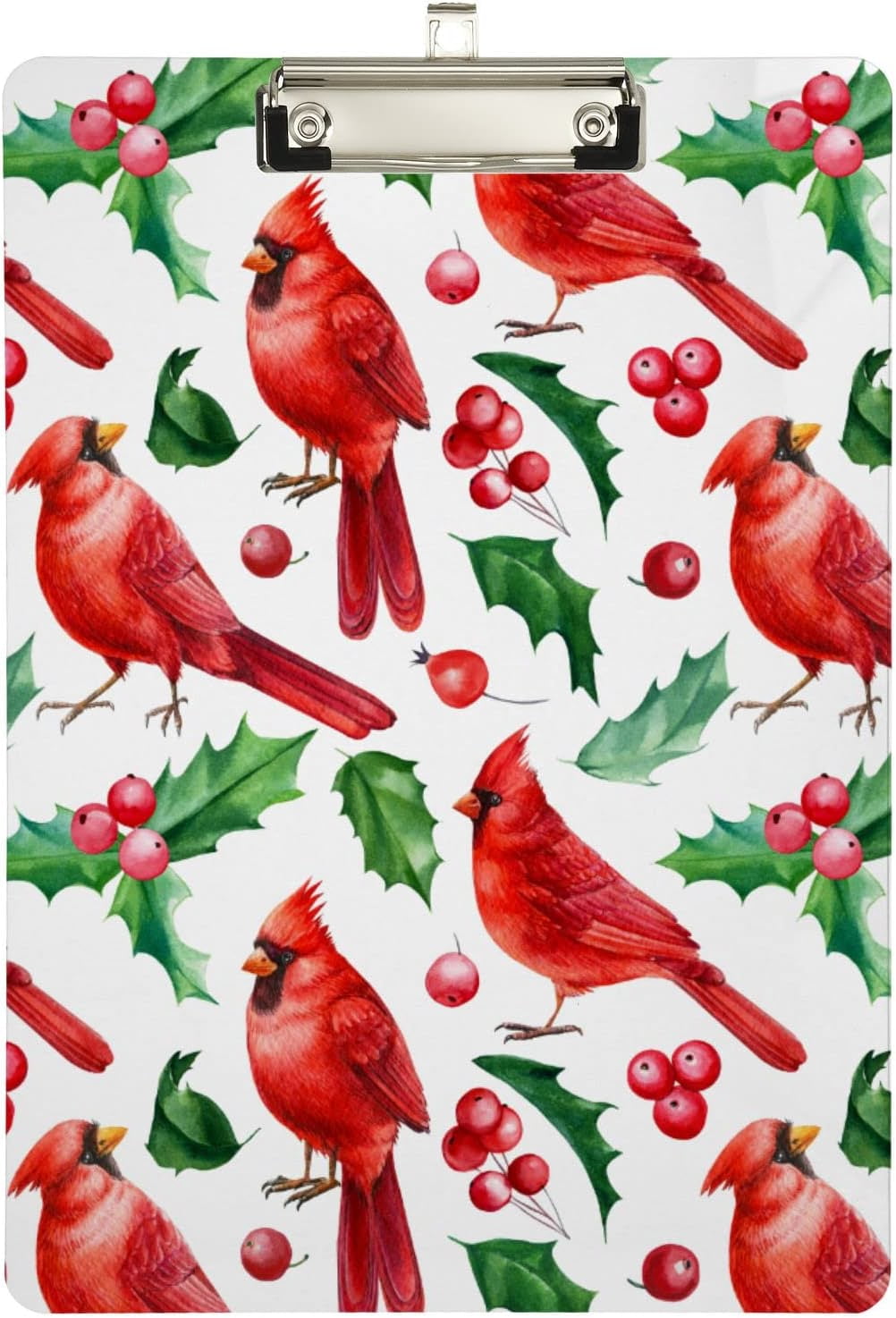 FMSHPON Christmas Cardinal Holy Leaves Red Berry Clipboard Hardboard ...