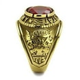 Men's Gold IP Stainless Steel Wide Band Army Ruby CZ Ring - Size 13 ...