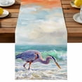 Blue Heron Dining Table Runner, Coastal Ocean Waves Bird Water Splash ...