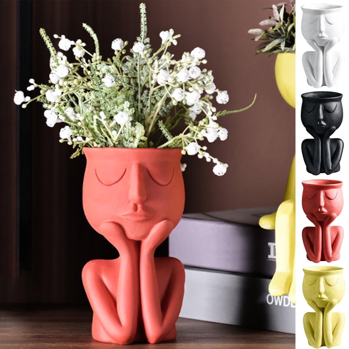 Dream Lifestyle Flower Vase Human Face Ceramic Vase Flower Pot Vase ...