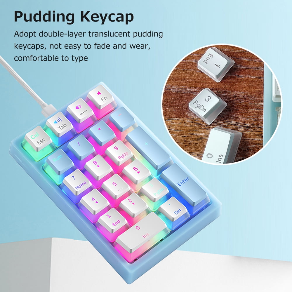 Buy iBlancod K10 21 Keys Wired Mechanical Numeric Keyboard RGB ...