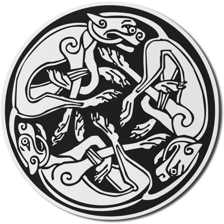 Lunarable Celtic Mouse Pad for Computers, 3 Dogs Biting Their Tails ...