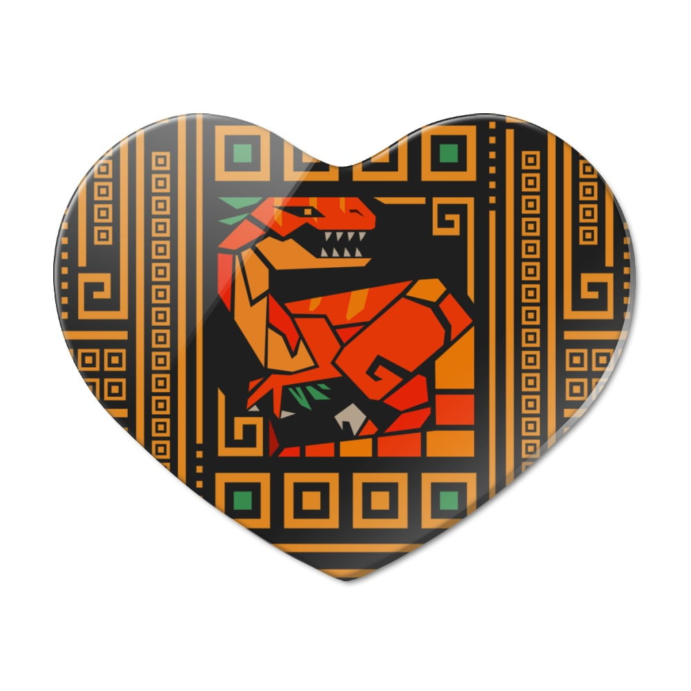 Geometric Velociraptor Raptor Dinosaur Aztec Mayan Style Heart Acrylic ...