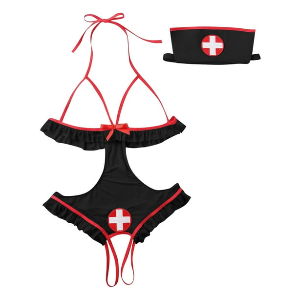 Aayomet Lingerie Bodysuit Women Lingerie Teddy Bodysuit Snap Crotch One