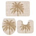 Brown Palm Tree Bathroom Rugs Set Country Linen Texture Tropical Plant ...