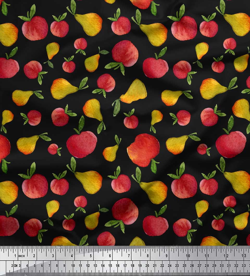 Soimoi Black Heavy Canvas Fabric Mix Fruit Print Fabric by the Yard 58 ...