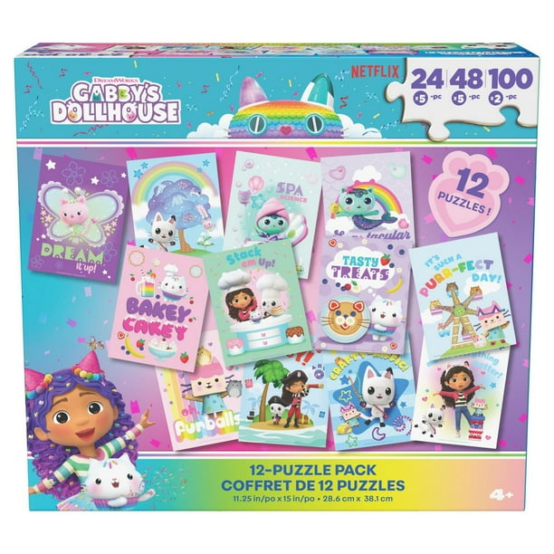 Spin Master Games, Gabby’s Dollhouse, 12-Puzzle Pack 24-Piece 48-Piece ...