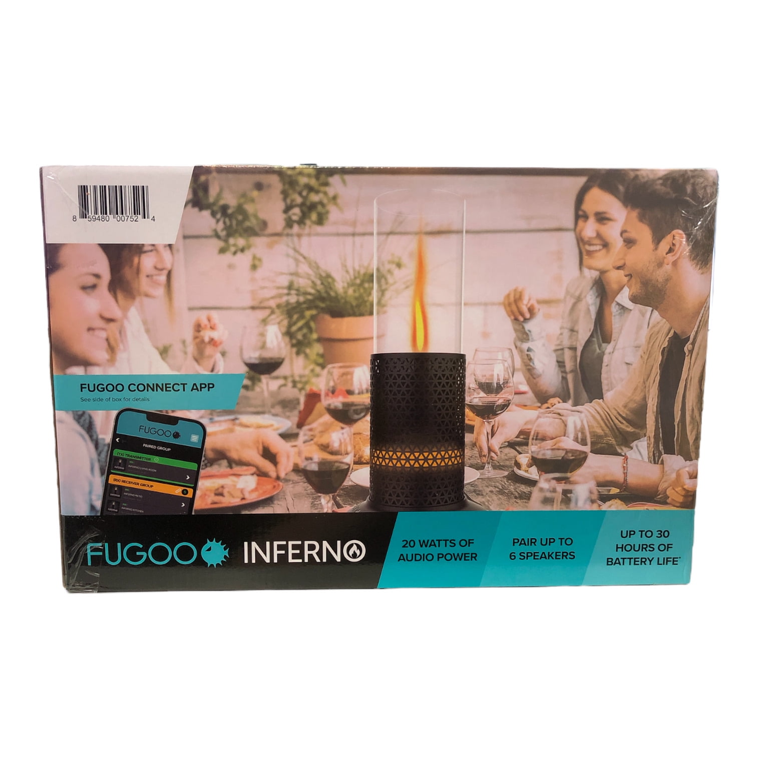 Fugoo F2INK01 Inferno Indoor/Outdoor Bluetooth Speaker and Real Flame ...