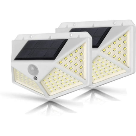 Solar Lights Outdoor Motion Sensor, Wall Mount Flood Light Dusk to Dawn, Super Bright 100 LED ...