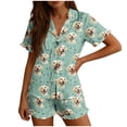 Asgosdo Pajamas for Women V Neck 2 Piece Set Short Sleeve Drawstring ...