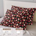 4 Piece Duvet Cover Set Cal king, Summer Strawberry on Black Soft ...